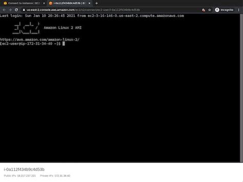 access an ec2 instance shell from the aws console