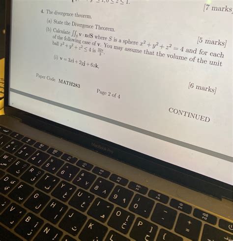 solved 7 marks [5 marks] 4 the divergence theorem a