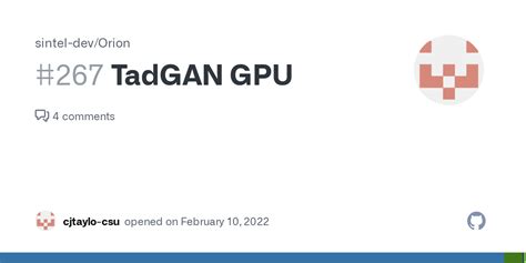 TadGAN GPU Issue Sintel Dev Orion GitHub