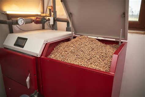 Premium Photo Solidfuel Boiler With Pelletfuel In Boiler Room Wood