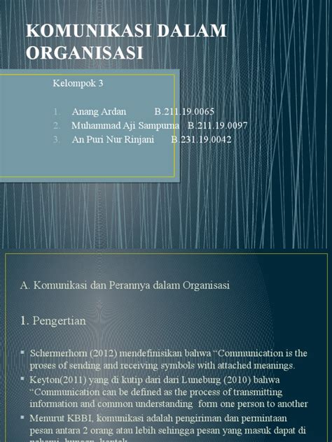 Efektivitas Komunikasi Dalam Organisasi Pdf