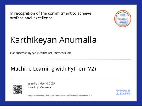 Machinelearning Python Ibm Coursera Certification Learningjourney Karthikeyan Anumalla