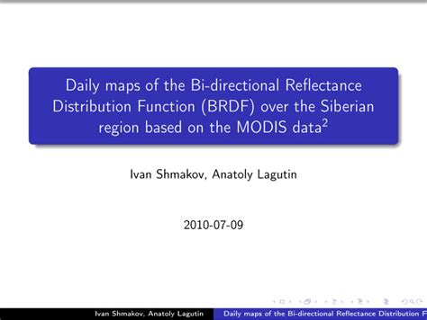 [ppt] Daily Maps Of The Bi Directional Reflectance Distribution