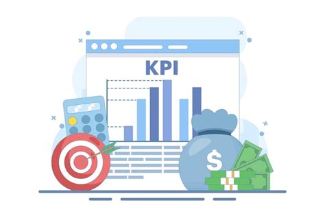 Kpi 개념 또는 비즈니스 기술 핵심 성과 지표의 터화 프리미엄 벡터