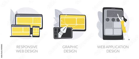Graphic Designer Service Abstract Concept Vector Illustration Set