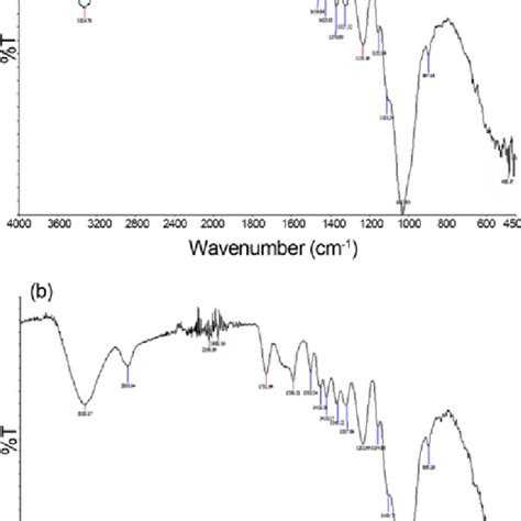 Infrared Spectra Of Biosorbent Before A And After B Dye Biosorption