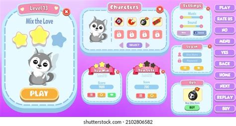 Game Ui Kit Menus Pop Screens Stock Vector Royalty Free Shutterstock