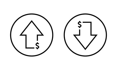 Up And Down Dollar Arrow Icon On Circle Line Usd Growth And Decline