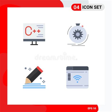4 Universal Flat Icons Set For Web And Mobile Applications Coding Speed Development Fast