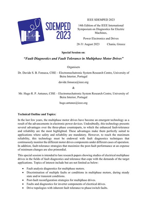 Pdf Ieee Sdemped 2023 Call For Papers Special Session On Fault