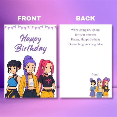 Kpop Demon Hunters Card Kpop Demon Hunters Birthday Card K Pop
