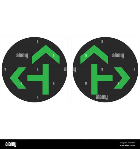 Green Arrows Pointing Up Left And Right Inside Black Circles