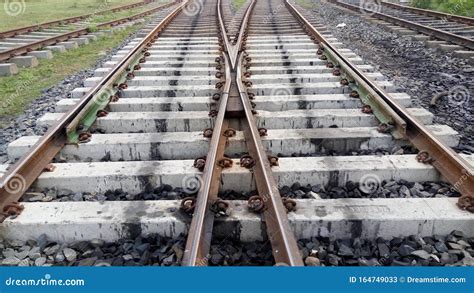 Mechanical Turnout Switch Of Railway Tracks Stock Photography CartoonDealer