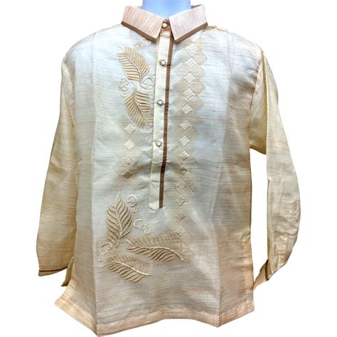 Barong Tagalog Special Double Lining With Piping Brown Leaves Bayong D