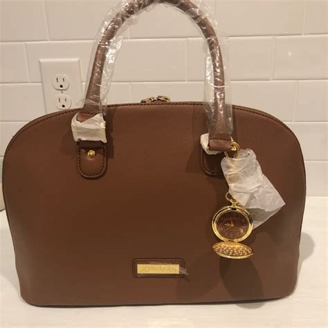 Joy Iman Bags Joy Iman Leather Purse In Classic Cognac Gold Accents