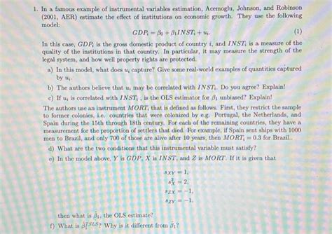Solved In A Famous Example Of Instrumental Variables