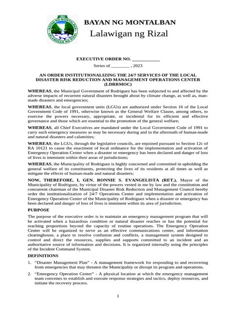 Eo Mandating Eoc Activation Pdf Incident Command System Emergency Management