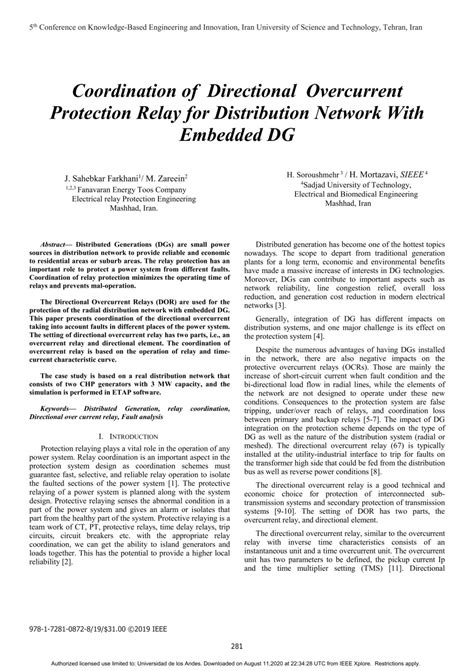 Coordination Of Directional Overcurrent Protection Relay
