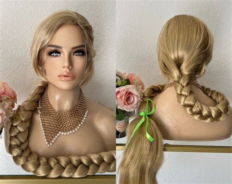 Extra Long Rapunzel Costume Wig Halloween Cosplay Wig Blonde Wig