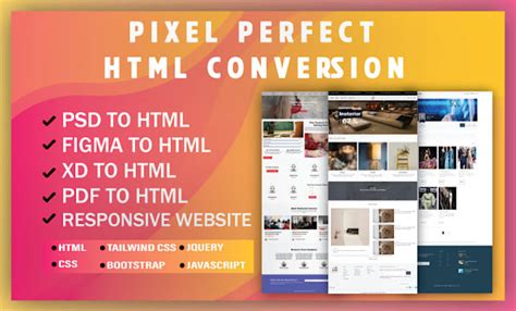 Convert Your Psd Figma And Xd Designs To Responsive Html Website By