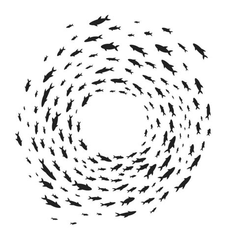 School Of Fish Silhouette Vector Art Icons And Graphics For Free Download