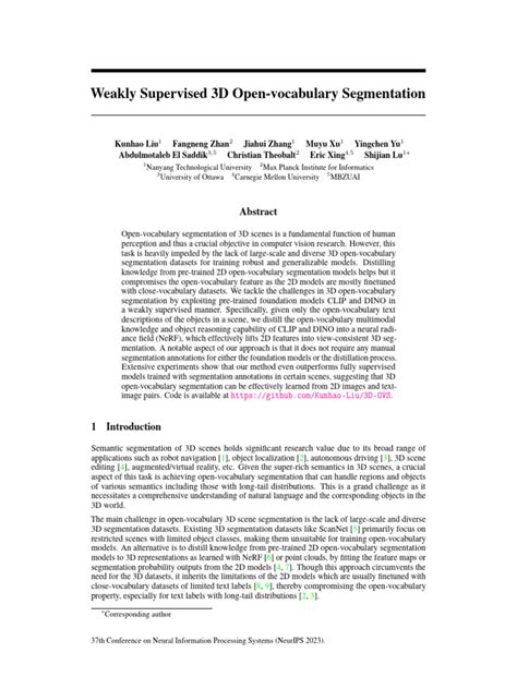 Weakly Supervised 3d Open Vocabulary Segmentation Pdf