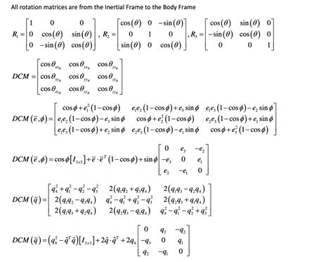 solved all rotation matrices are from the inertial frame to