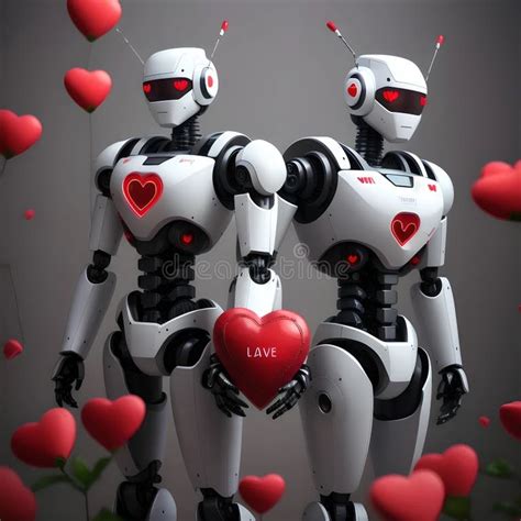 A Conceptual Visualization Of Robots In Love Generated By Ai Stock Illustration