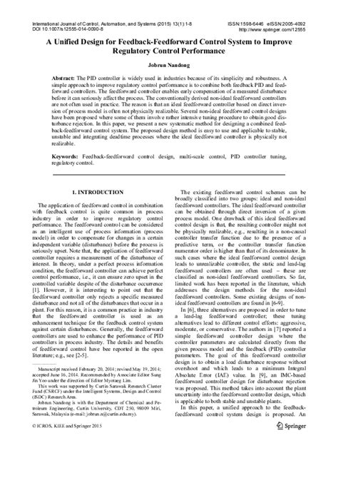 pdf a unified design for feedback feedforward control system to
