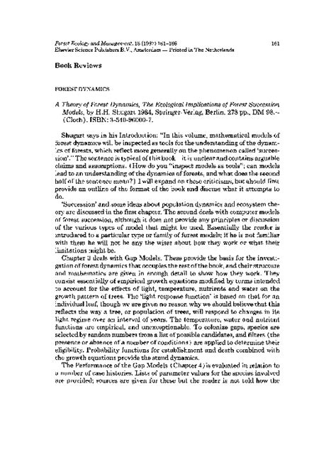 Pdf A Theory Of Forest Dynamics The Ecological Implications Of Forest Succession Models