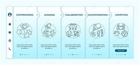 Conflict Resolution Strategies Onboarding Vector Template Workplace App Design Vector Workplace