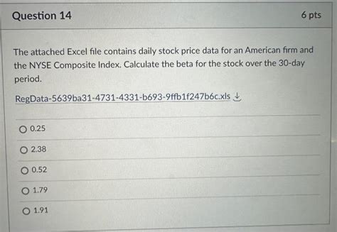 solved the attached excel file contains daily stock price