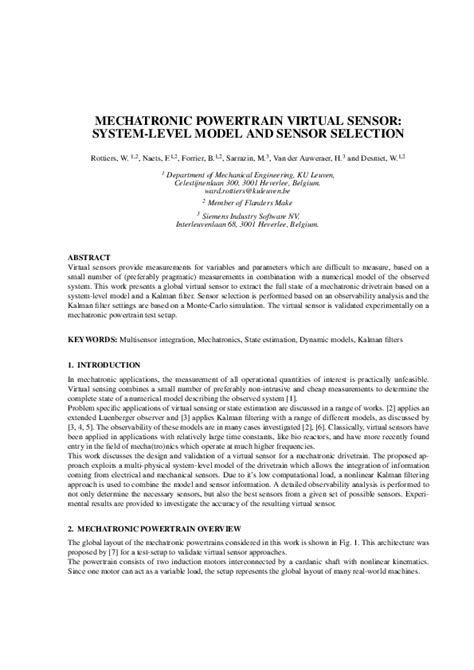 pdf mechatronic powertrain virtual sensor system level model and