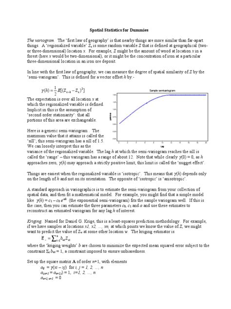 spatial statistics for dummies pdf least squares statistical theory