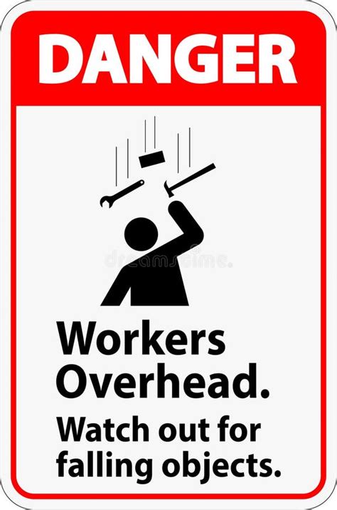 Danger Falling Debris Sign Workers Overhead Falling Objects Stock Vector Illustration Of