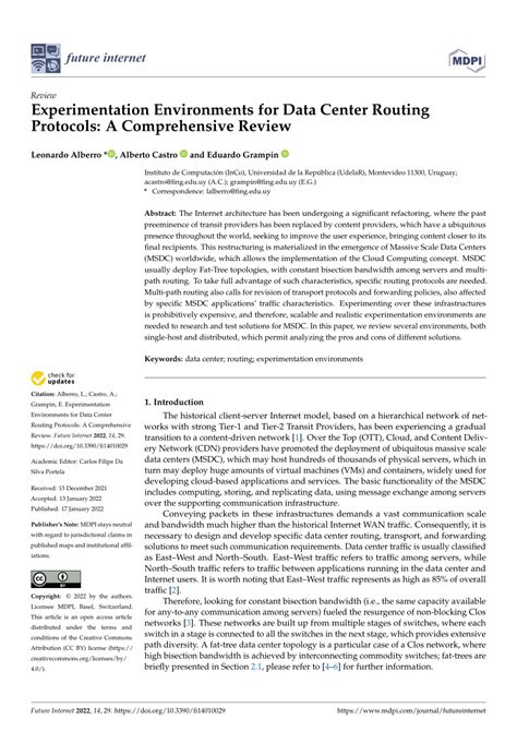 PDF Experimentation Environments For Data Center Routing Protocols A Comprehensive Review