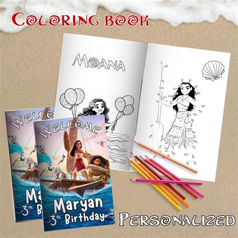 Editable Moana Mini Coloing Book Moana 2 Coloring Book Vaiana 2party