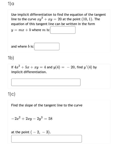 solved use implicit differentiation to find the equation of
