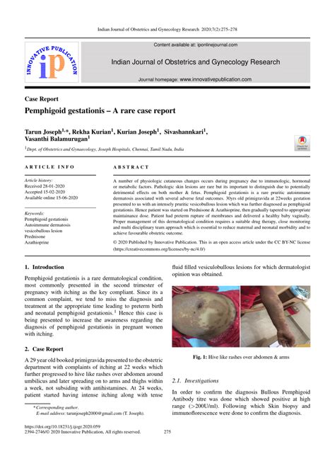 Pdf Pemphigoid Gestationis A Rare Case Report
