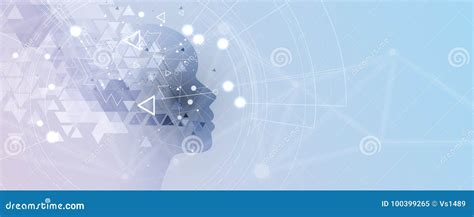 Background Of Artificial Intelligence. Human Brain With AI Computer Chip With Light Trail ...