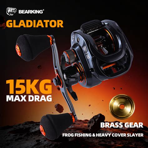 Bearking Gladiator Mator Baitcasting Reel 222g 15kg ลากสูงสุด 6 1bb