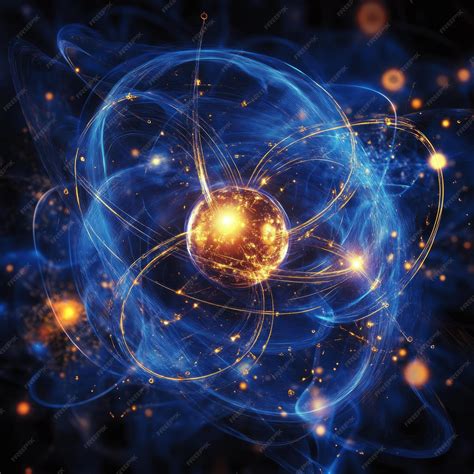 Abstract Representation Of An Atom With A Glowing Nucleus And Orbiting Electrons Premium Ai