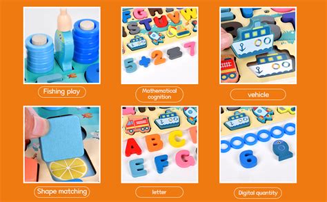 Wnwl Wooden Alphanumeric Shapes Jigsaw Ring Count Classification Toys Math Shapes