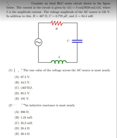 [solved] Answer Please Consider An Ideal Rlc Series Circuit Shown In The Course Hero
