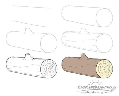 How To Draw A Log Step By Step EasyLineDrawing
