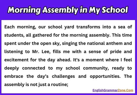 Paragraph On Morning Assembly In My School 100 To 300 Words