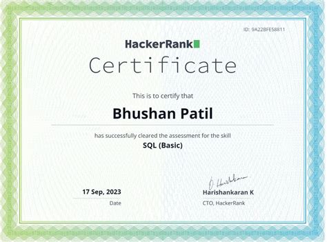 Bhushan Patil On Linkedin Sql Hackerrank Certification Dataskills