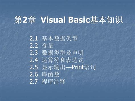 第2章visual basic基本知识 word文档在线阅读与下载 无忧文档