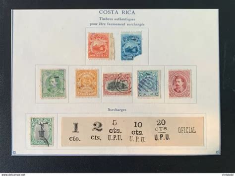 Costa Rica Fournier Forgery Part Original Album Page Stamps