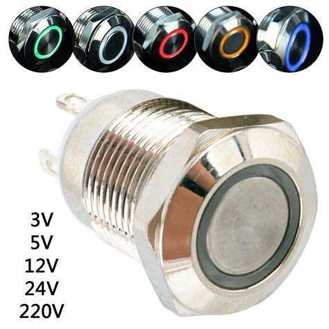 LED Bulb Night Light Push Button Switch 12mm Momentary Self Locking Switches Waterproof Metal 4